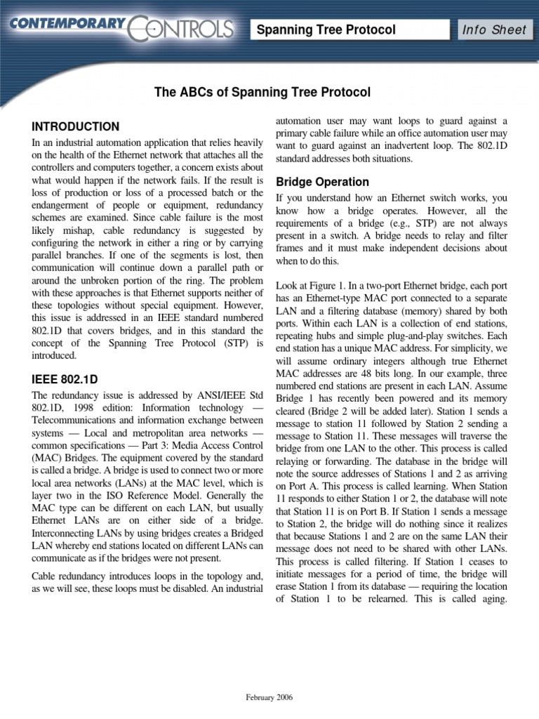The ABCs of Spanning Tree Protocol | PDF | Ethernet | Computer Networking