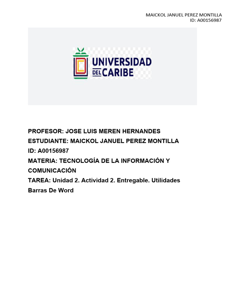 PEREZ MONTILLA MAICKOL JANUEL 33 Unidad-2-Actividad-2-Utilidades-De-Barra-En-Word | Descargar ...