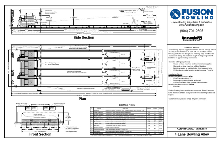4-Lane Bowling Alley Specifications | PDF | Mains Electricity ...