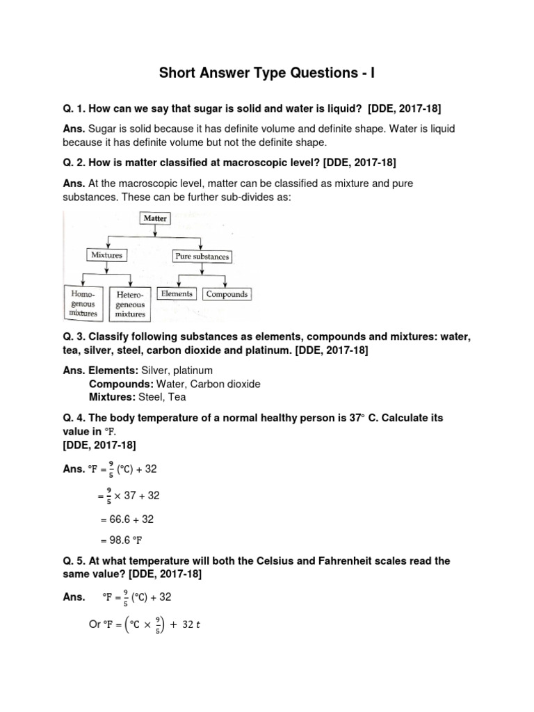 Chapter 1 Short 1 Chemistry | PDF | Fahrenheit | Mole (Unit)