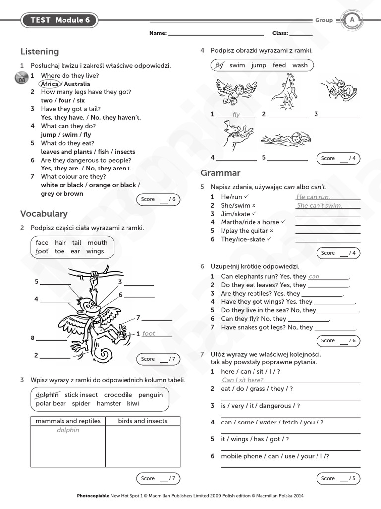 Module 6 Test: Animals and Abilities | PDF | Organisms