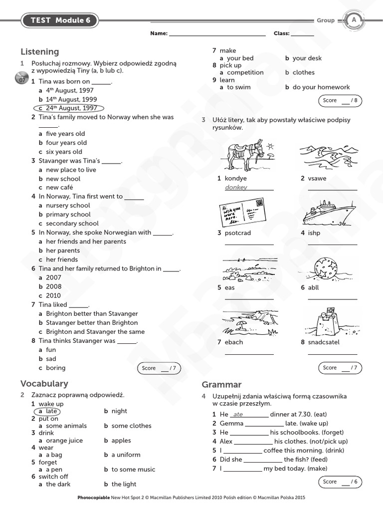 NHS 5 Module 6 Test A | PDF