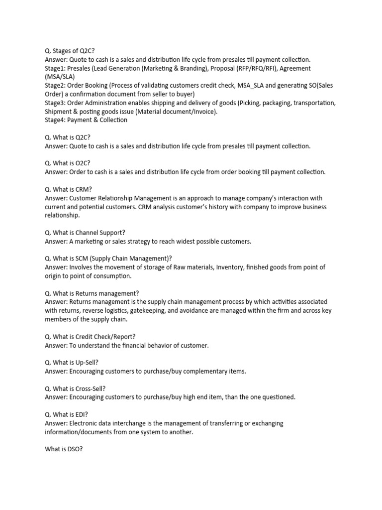 Q2C Technical Questions&Answers | PDF | Sales | Invoice