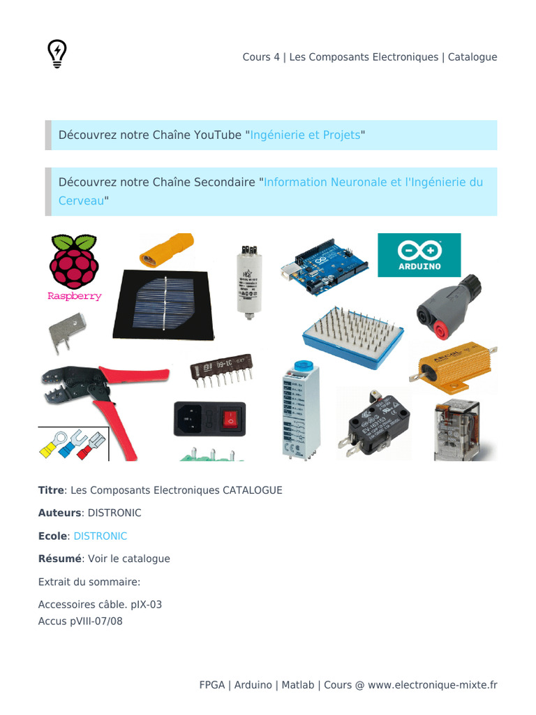 Catalogue des Composants Électroniques | PDF | Technologie et ingénierie