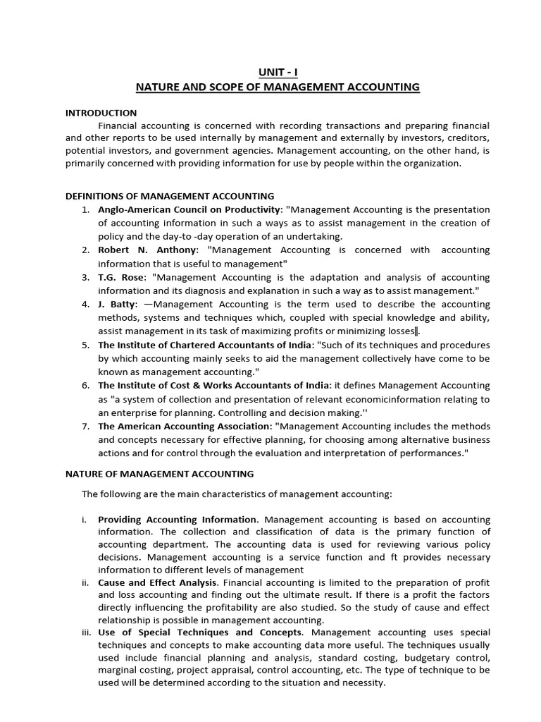 Management Accounting - Notes. | Download Free PDF | Working Capital ...