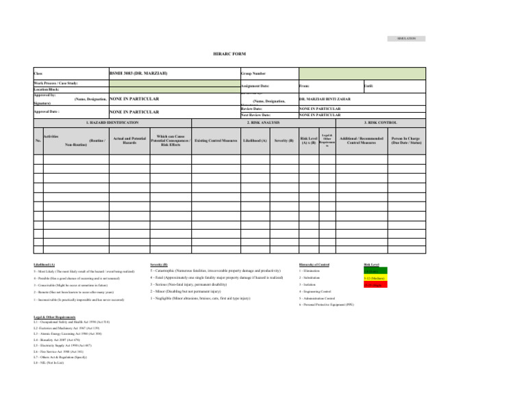 HIRARC Form | PDF | Risk | Hazards