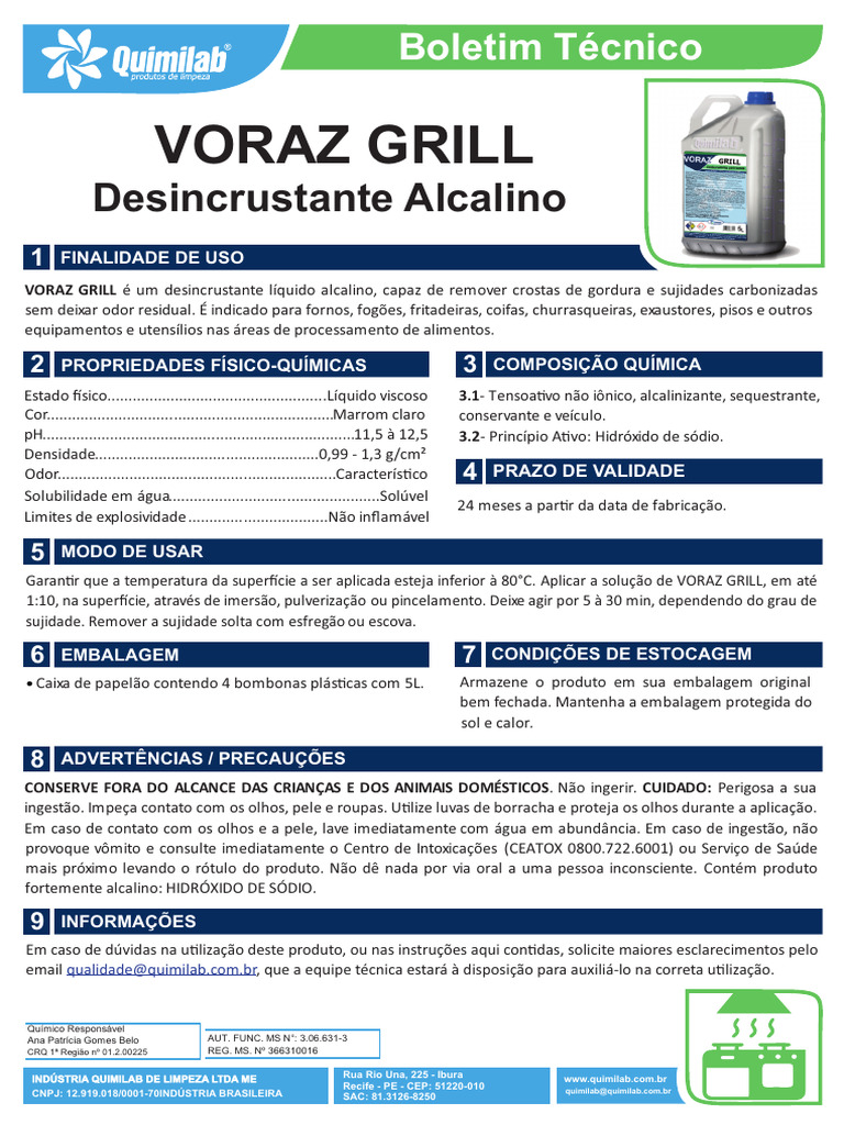 Desincrustante Alcalino QUIMILAB FT | PDF | Hidróxido de sódio | Química