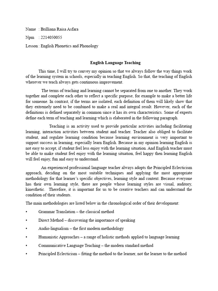 EPP - Task 1 - Brilliana Raisa Asfara - 2214050055 | PDF | Learning | Educational Assessment