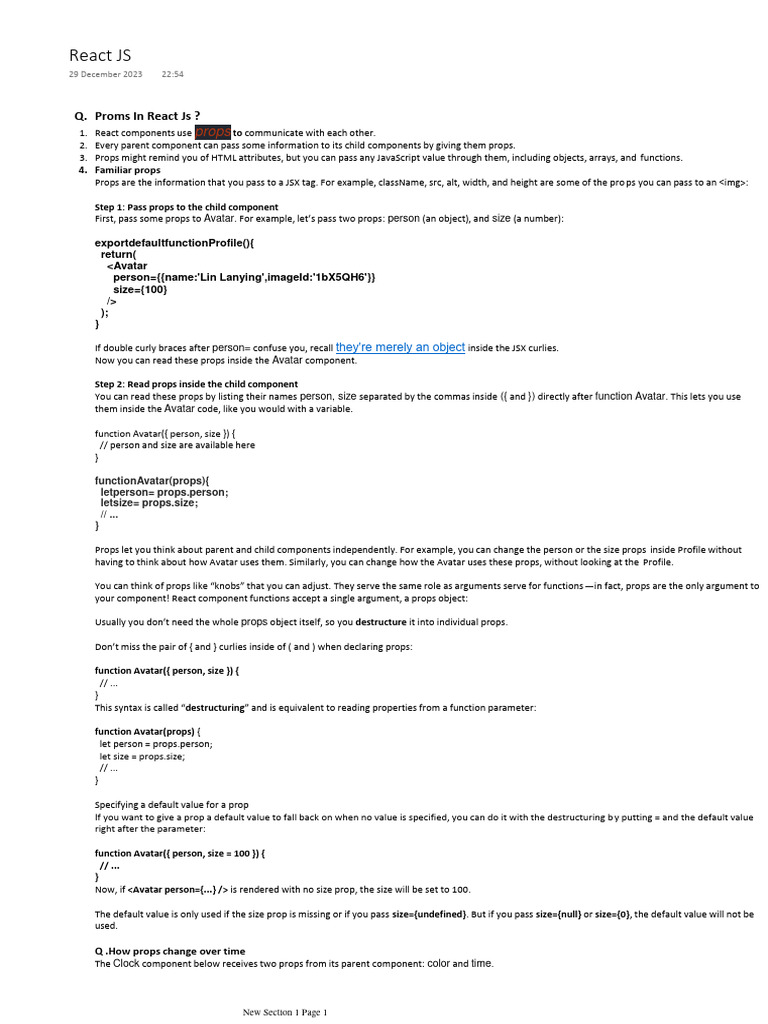 React Js1 Pdf Parameter Computer Programming Computer Engineering