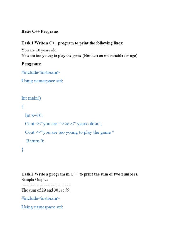 Pdf Basic Tasks Pdf Namespace Object Computer Science