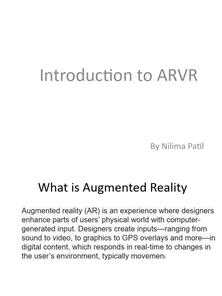 Module 1 ARVR | PDF | Augmented Reality | Virtual Reality Module 1 ARVR | PDF | Augmented Reality | Virtual Reality