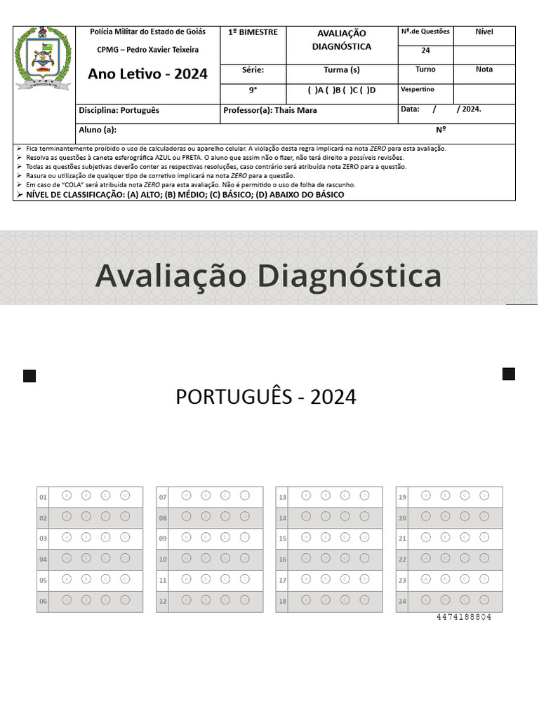 Avaliacao - Caed - Mat - E.F - 9º ANO - M0901-1 | PDF