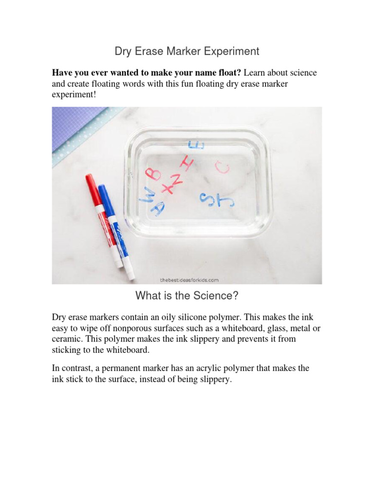 Dry Erase Marker Experiment | Download Free PDF | Spoon | Ink