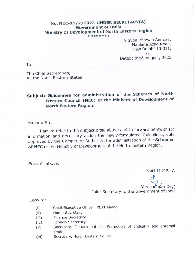 Guidelines of Schemes of NEC 2023 | PDF