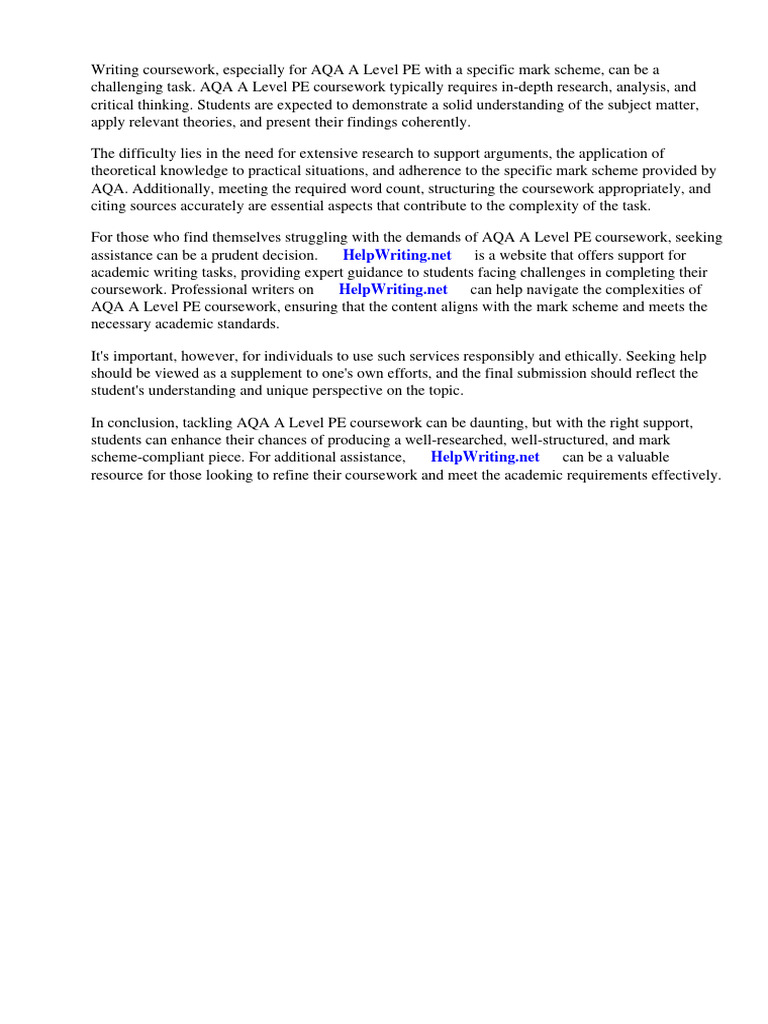 Aqa A Level Pe Coursework Mark Scheme | PDF | Career & Growth | Business Aqa A Level Pe Coursework Mark Scheme | PDF | Career & Growth | Business