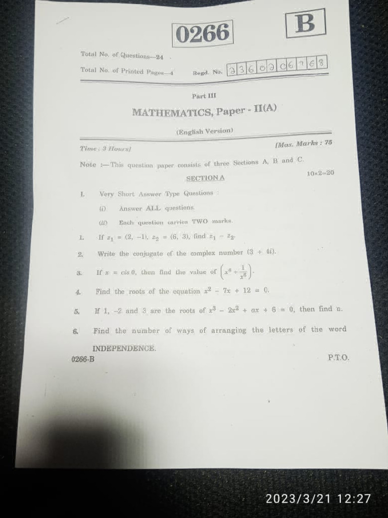 Maths 2A Classwork Important Telanga | PDF