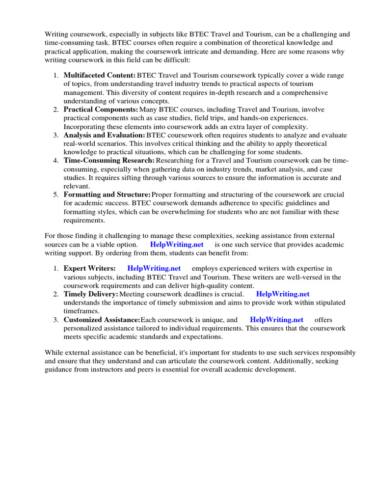 Btec Travel and Tourism Coursework | PDF | Knowledge | Intelligence