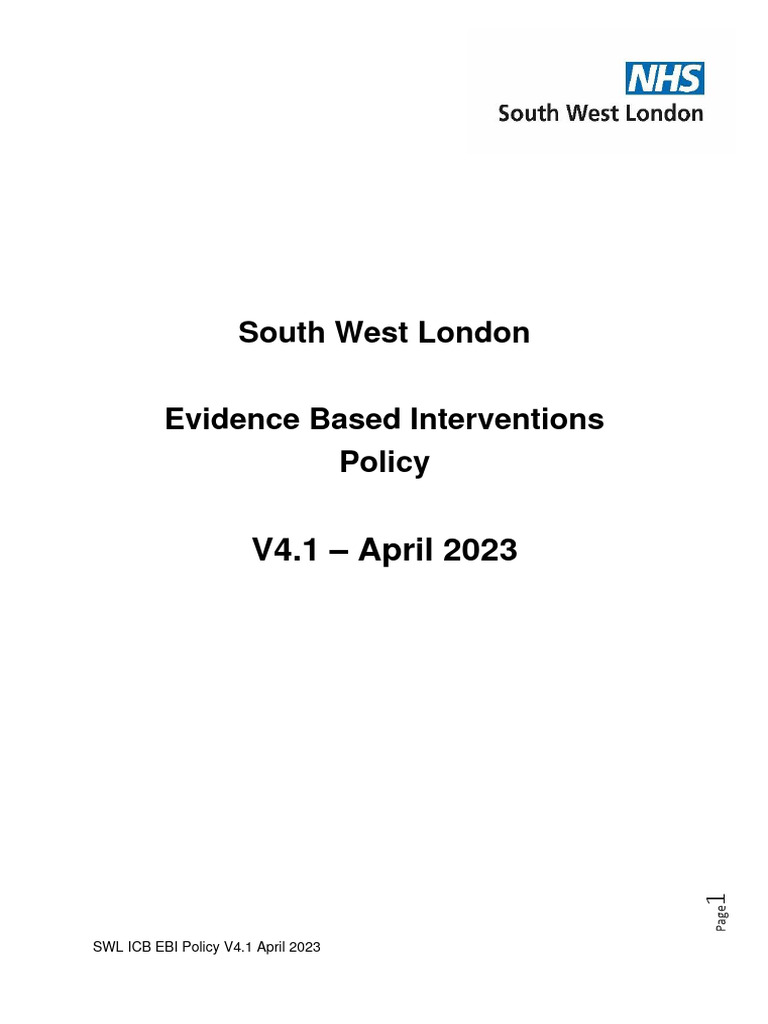 SWL ICB Evidence-Based Interventions Policy | PDF | Back Pain | Pain ...
