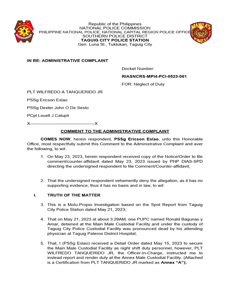 Eslao Comment | PDF | Justice | Crime & Violence