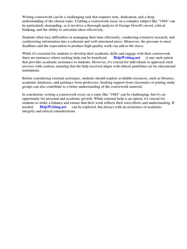 1984 Coursework Examples | PDF