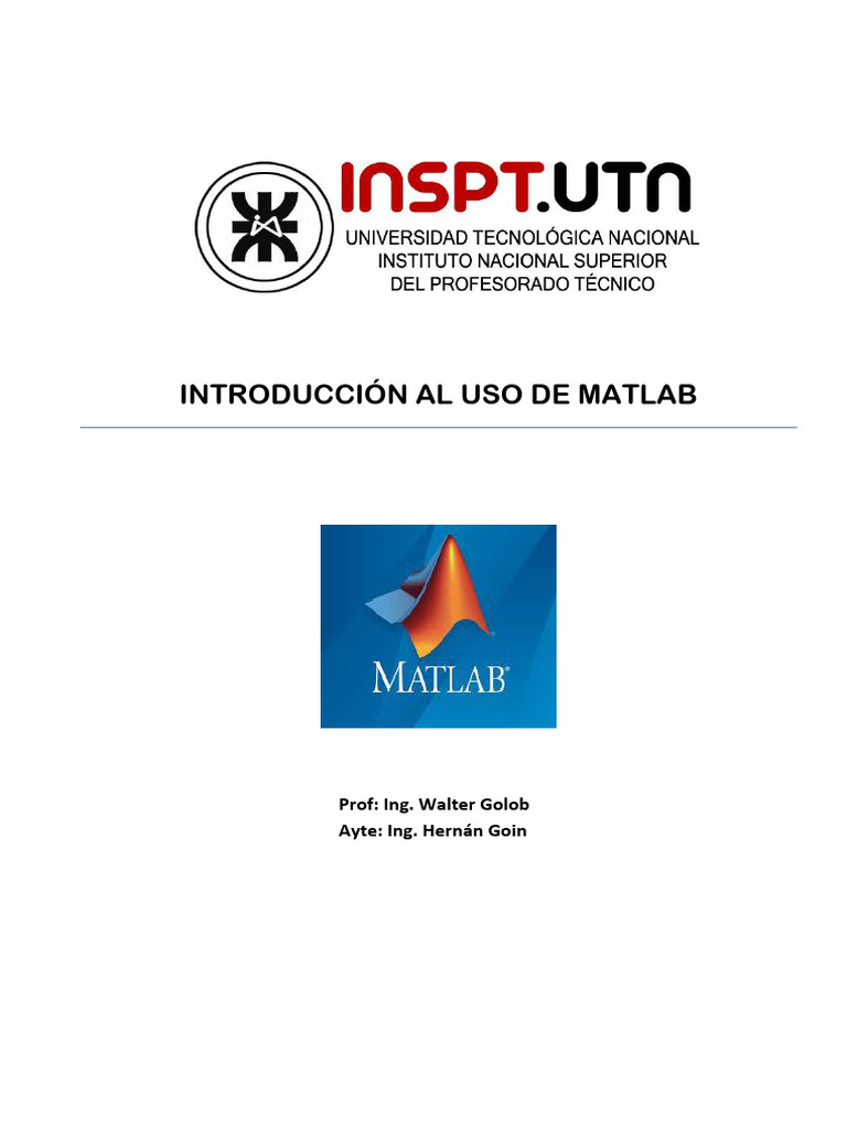MatLab Tutorial 2018 Profesorado v1.1 | PDF | Matriz (Matemáticas) | Matlab