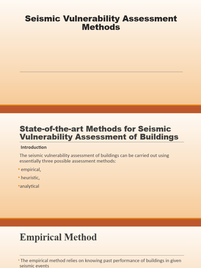 Seismic Vulnerability Assessment Methods Pdf Applied And