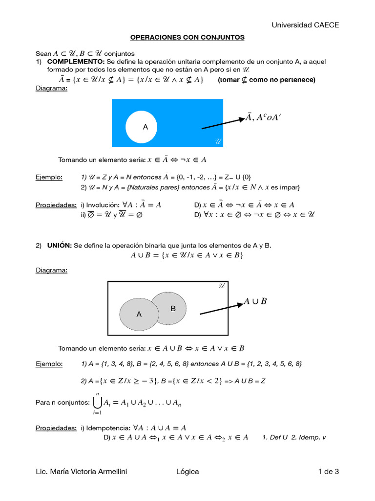 Operaciones Básicas con Conjuntos | PDF | Álgebra | Sintaxis (Lógica)