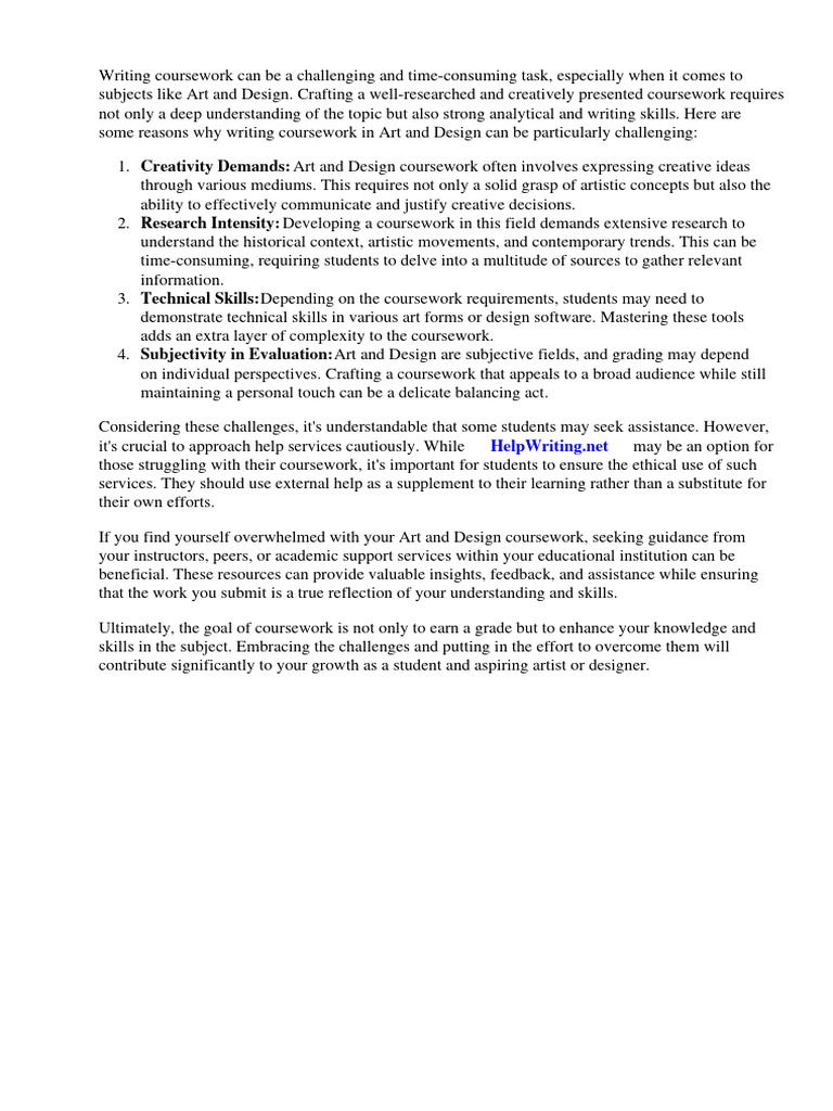 Art and Design Coursework Training Handbook | PDF | Understanding ...