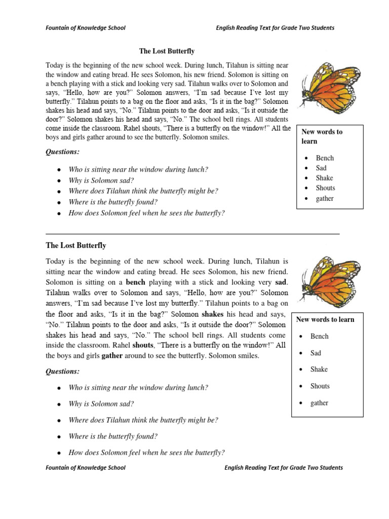 Grade Two Sem II Reading Text 3 | PDF