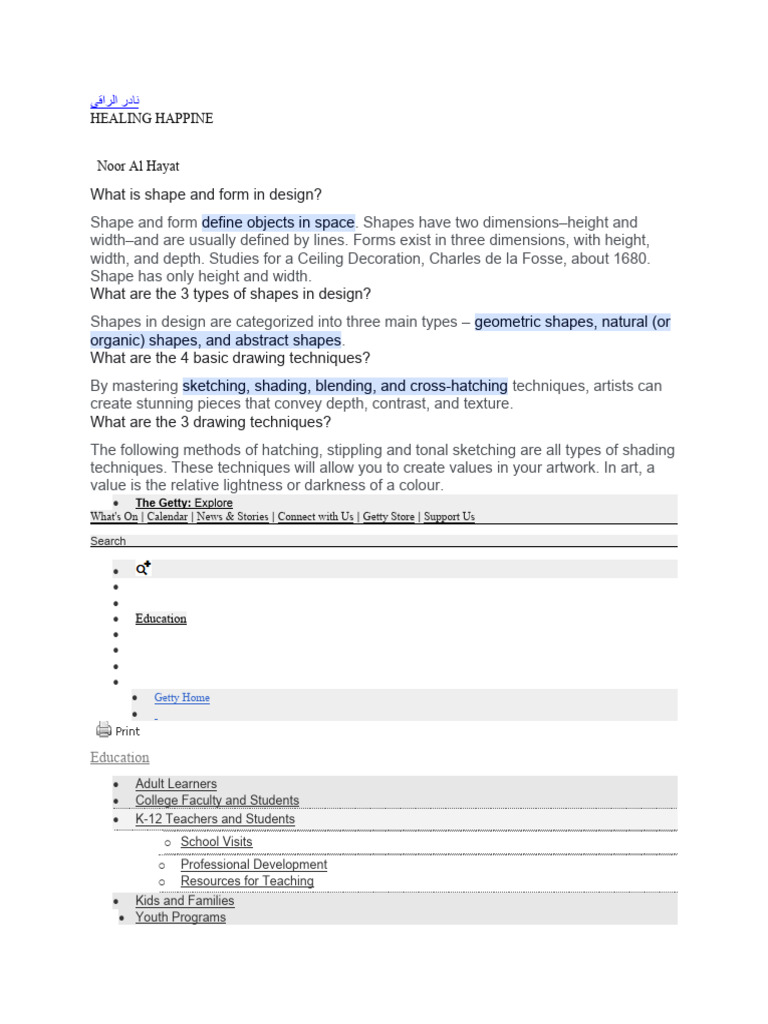 Depth | PDF | Composition (Visual Arts) | Shape