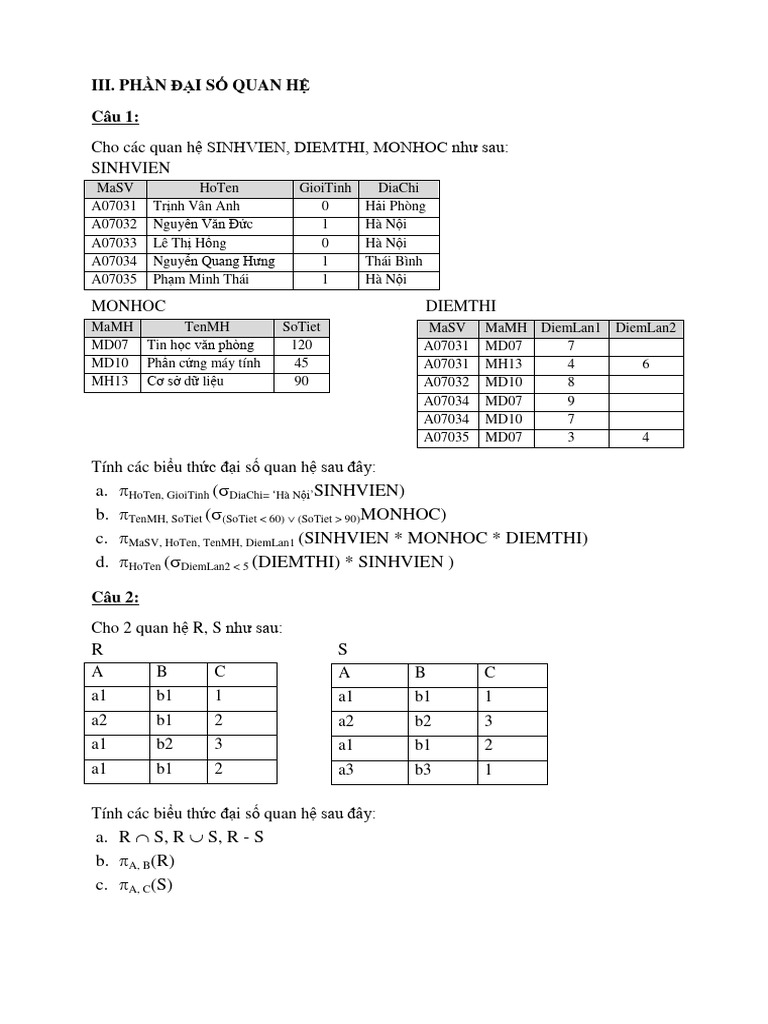 (Lib24.vn) Bai-Tap-Dai-So-Quan-He-Mon-Co-So-Du-Lieu | PDF