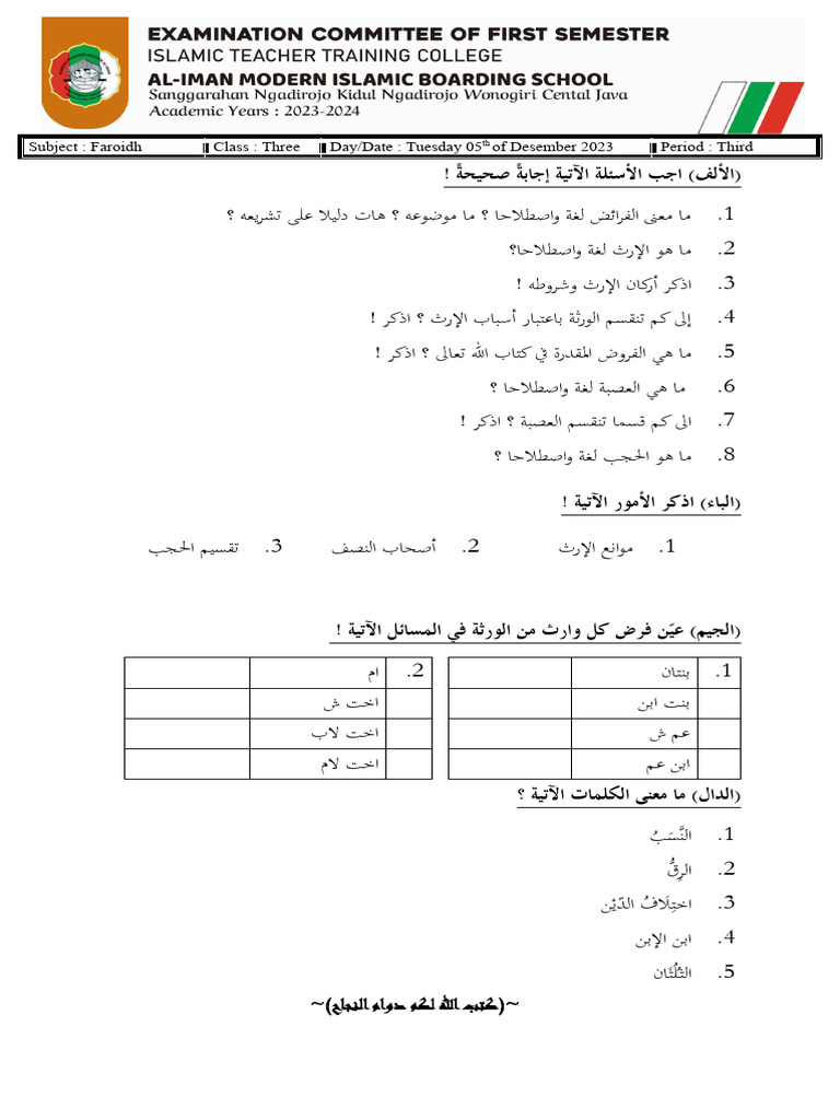 Faroidh Kls 3 Selasa 5 Des. | PDF