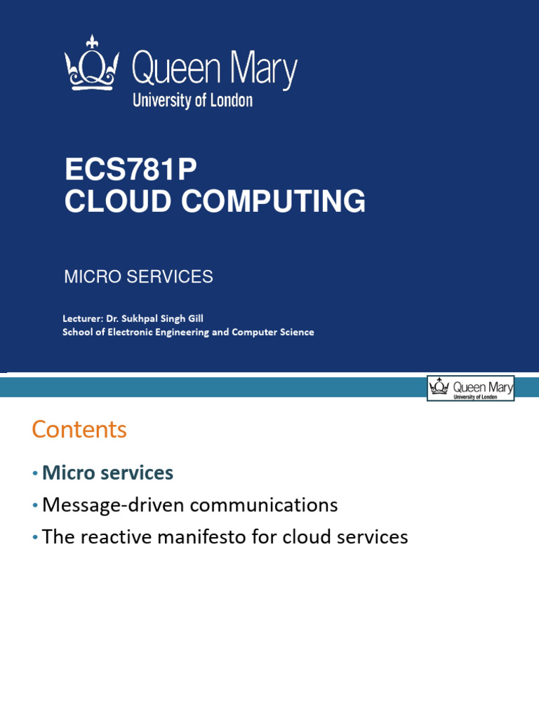 ECS781P 10 Microservices | PDF | Cloud Computing | Computing