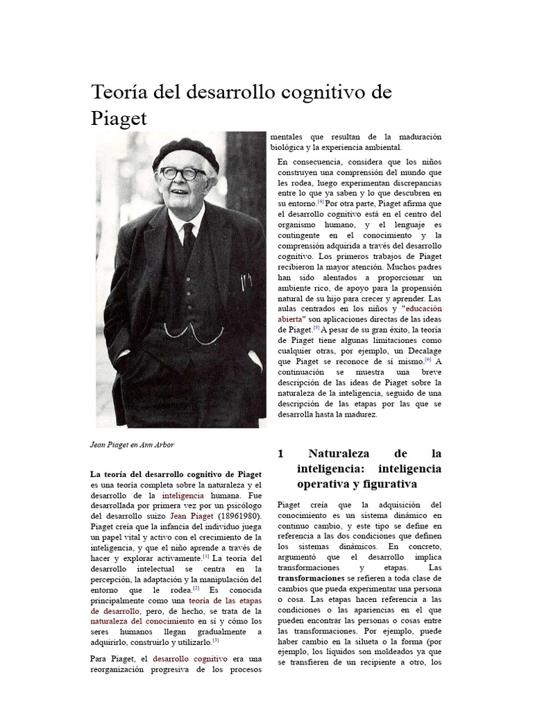 Teoria Del Desarrollo Cognitivo De Piaget Pdf Pensamiento