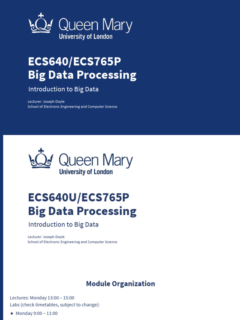Ecs765p W1 | PDF | Central Processing Unit | Apache Hadoop