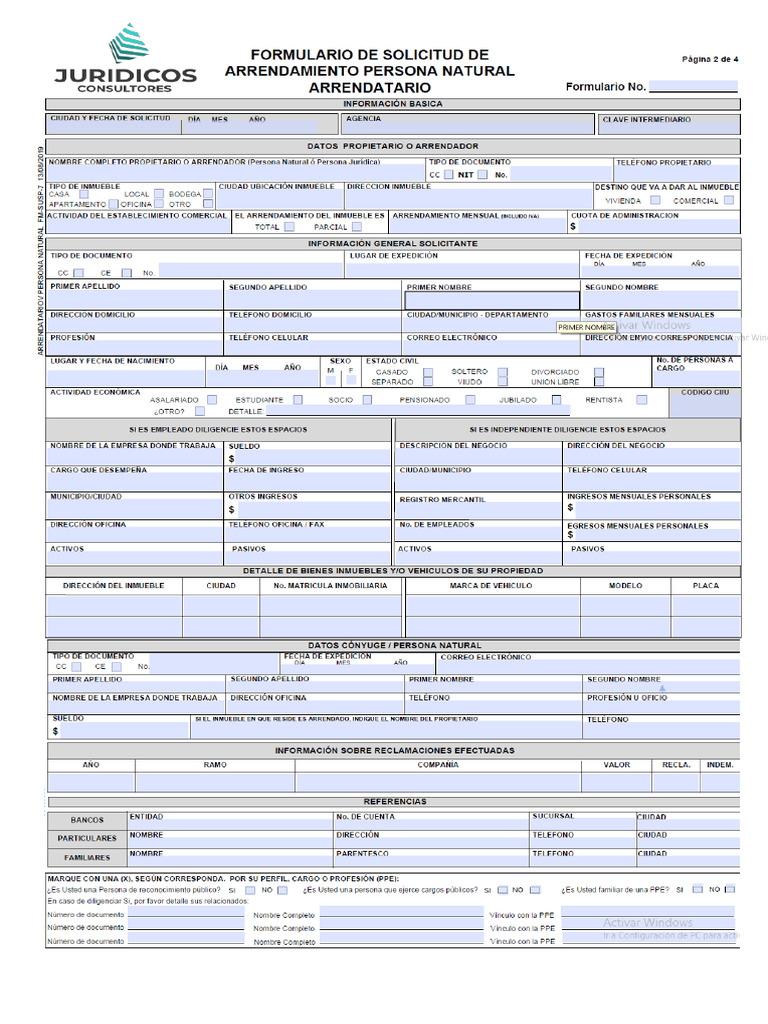 Formulario Arrendamiento | PDF