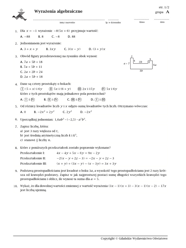 0 WyraÅ Enia Algebraiczne 2 | PDF