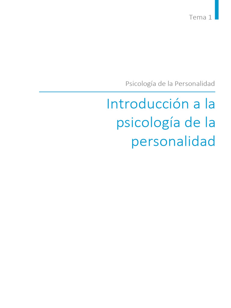 T1 - Intro - Psico Personalidad | PDF | Sicología | Psicología de la personalidad