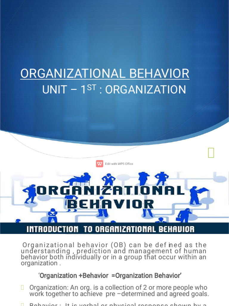 Unit 1st - Organization Behavior | PDF | Organizational Behavior | Leadership