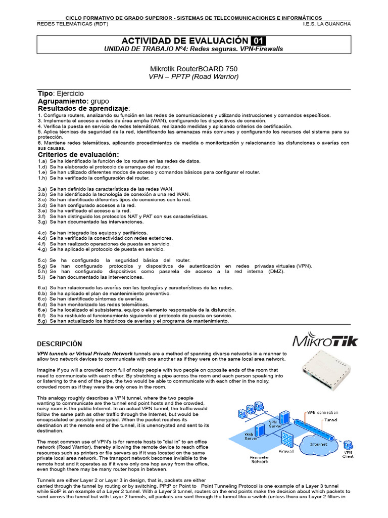 AE01UT04-VPN PPTP RoadWarrior | PDF | Red privada virtual | Enrutador (Computación)