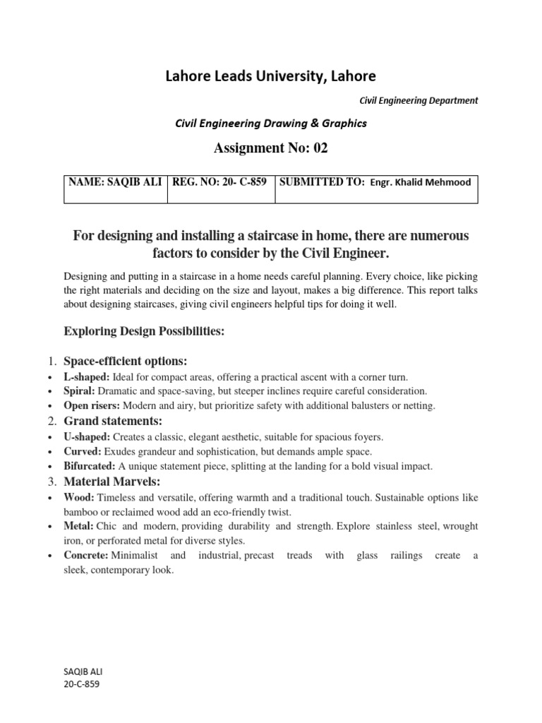 Ass 02 | PDF | Stairs | Civil Engineering