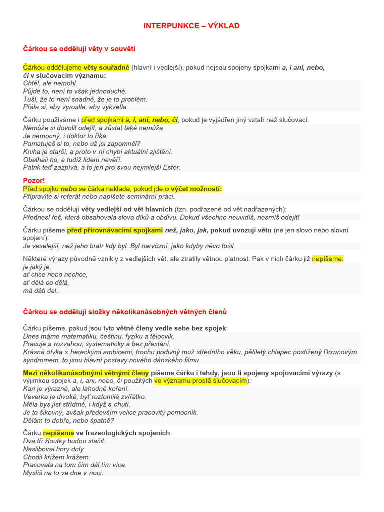 Interpunkce - Výklad | PDF