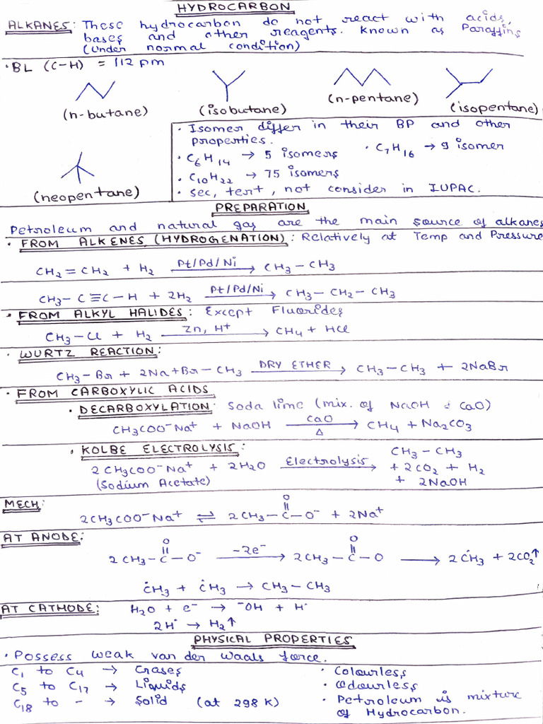Class 11 Hydrocarbons Overview | PDF | Alkane | Hydrogen Compounds