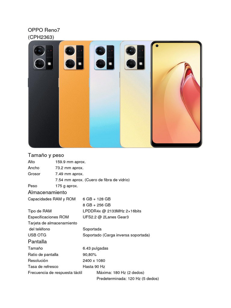 OPPO Reno7 (CPH2363) | PDF | Bluetooth | 3 G