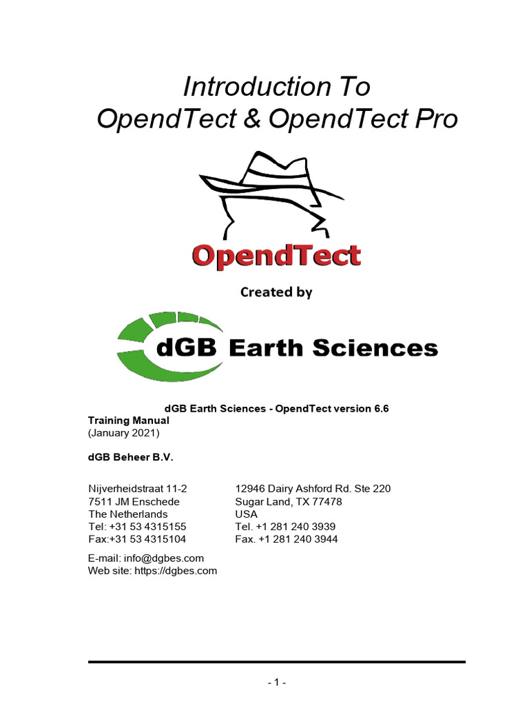OpendTect 6.6 Training Manual | PDF