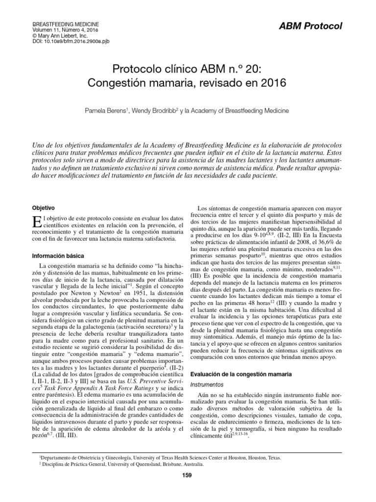 20 Engorgement Protocol Spanish | Descargar gratis PDF | Amamantamiento ...