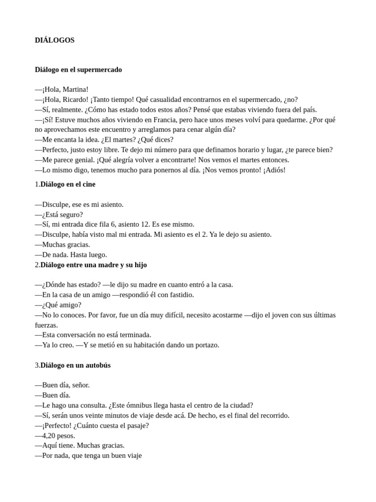 Diálogos Cotidianos en Español | PDF