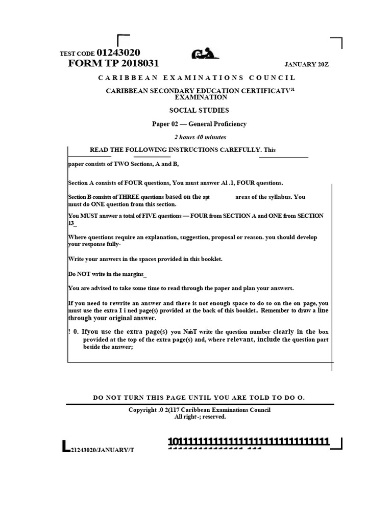 Toaz - Info Csec Social Studies Past Paper 2018 PR | PDF