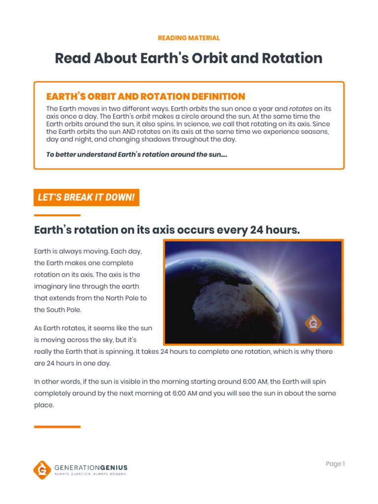 Earth's Orbit and Rotation Explained | PDF | Earth | Sun