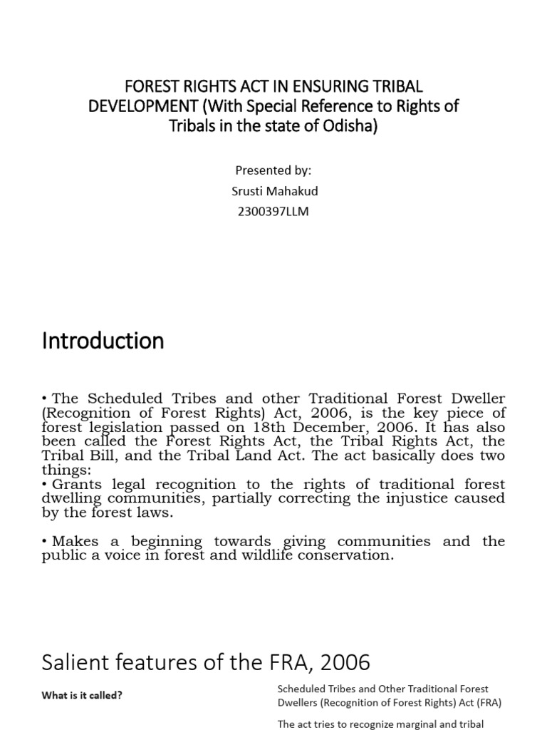 Forest Rights Act 2006 and Pesa Act 1996 | PDF | Government ...